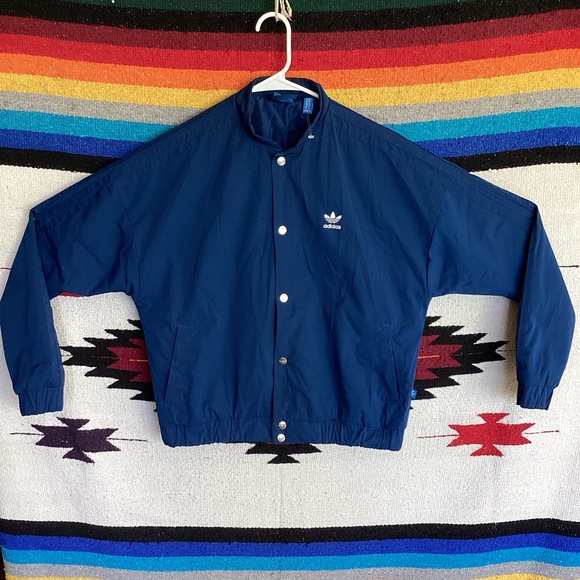adidas | Jackets & Coats | Vintage Adidas Snap Button Track Jacket Navy ...